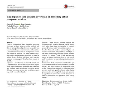 Pdf The Impact Of Land Useland Cover Scale On Modelling Urban Ecosystem Services