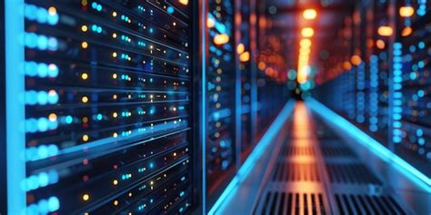 A Modern Data Center Corridor Lined With Servers Illuminated By Colorful Lights Showcasing