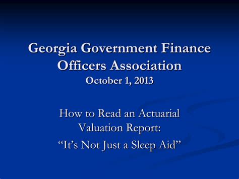 Actuarial Valuation Report A Guide For Finance Officers