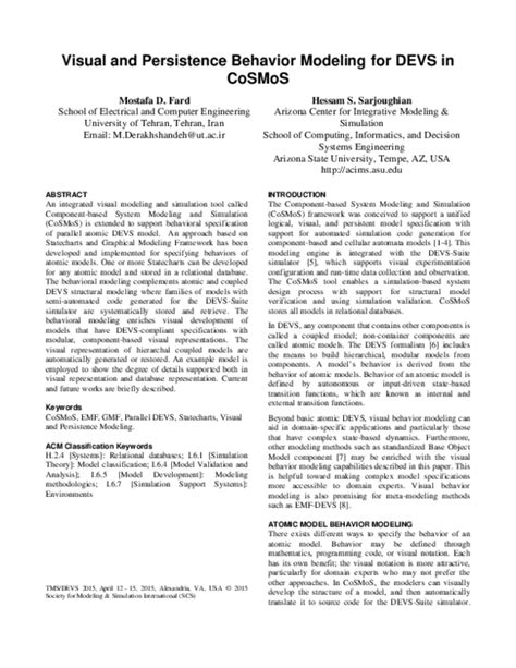 pdf visual and persistence behavior modeling for devs in cosmos