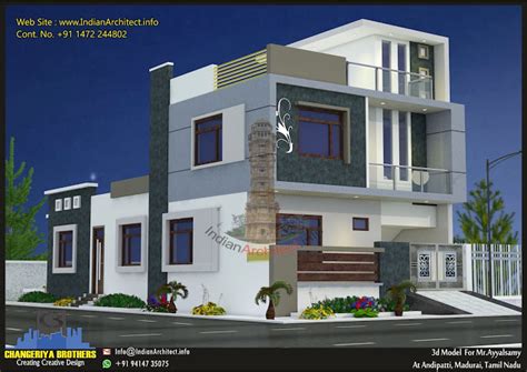 Mr Ayyalsamy Modern Elevation South West Corner 1674 Sqft