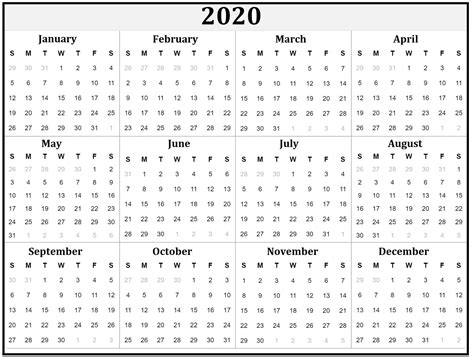 Printable Yearly Calendars
