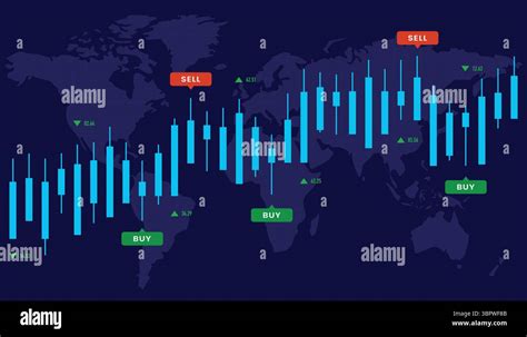 A Global Financial Chart Showing A World Map In The Background With