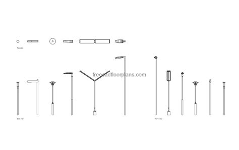 Modern Street Light Pole Free Cad Drawings