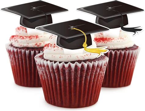 Amazon KKBES Graduation Cap Cupcake Toppers Grad Cap Cake Toppers