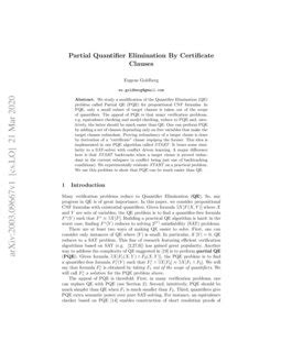Partial Quantifier Elimination By Certificate Clauses DeepAI