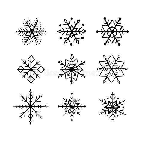 白色背景中的收集手绘雪花 雪花涂鸦图标 向量例证 插画 包括有 庆祝 空白 冬天 简单 节假日 261343709
