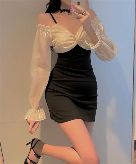 리본 오프숄더 원피스