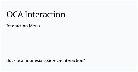 Interaction Menu Oca Interaction