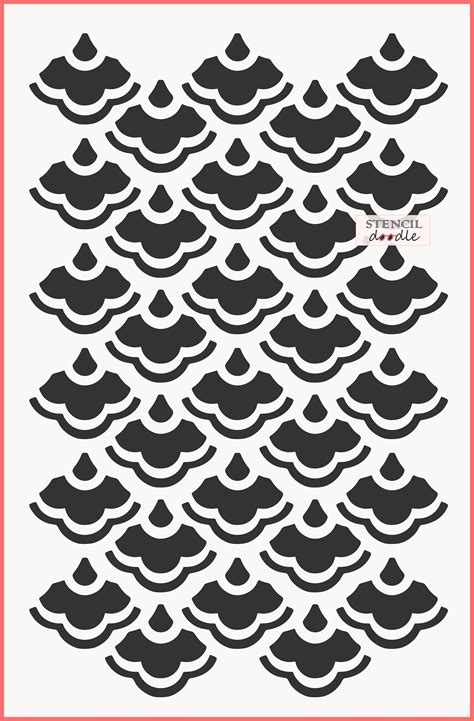 Fantail Pattern Wall Stencil Fantail Arts And Crafts Stencil Etsy Stencils Wall Wall