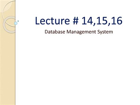 Solution Logical Database Design And The Relational Model Lecture 14