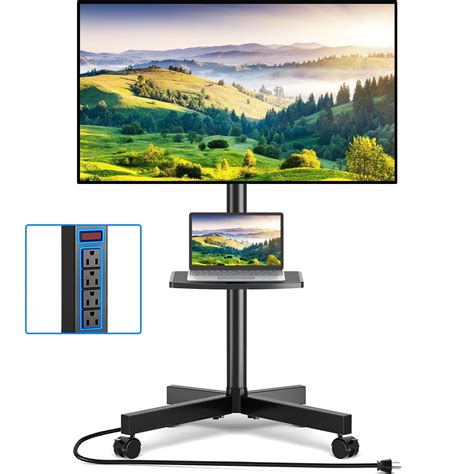 Rfiver Mobile TV Cart With Power Outlet Rolling TV Stand For 23 60