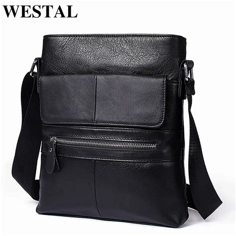 Westal Genuine Leather Men Bag Messenger Bag Mens Shoulder Bags Male