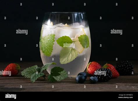 Summer Cocktail Bmojito With Rum Green Mint Lime And Crushed Ice And
