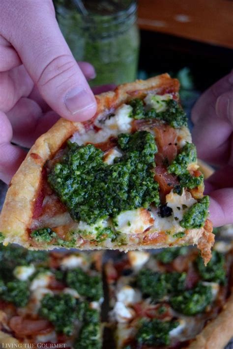 Pesto And Goat Cheese Pizza Living The Gourmet