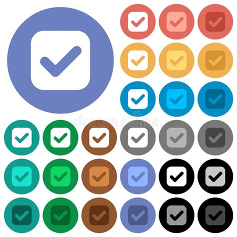 Checkbox Solid Round Flat Multi Colored Icons Stock Vector Illustration Of Form Silhouette