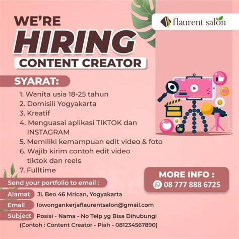 Lowongan Kerja Content Creator Graphic Designer Di Flaurent Salon Spa