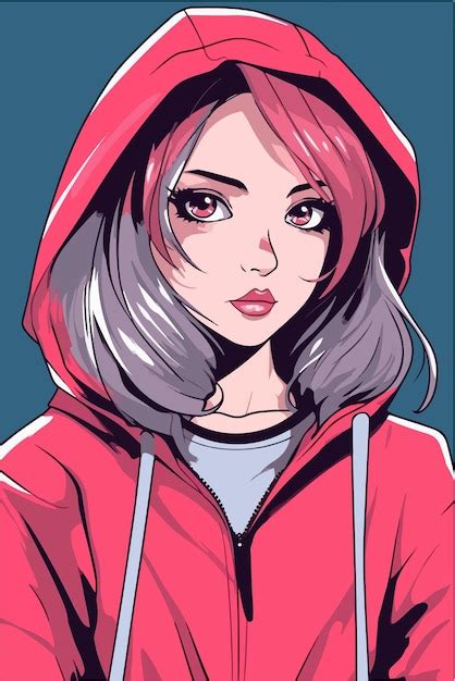 Junges Mädchen Im Anime Stil Charakter Vektorgrafik Design Manga Anime