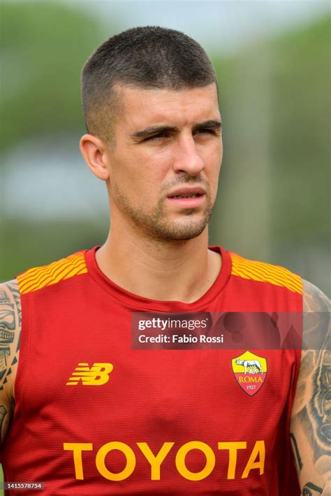 Gianluca Mancini Of As Roma During A Training Session At Centro News