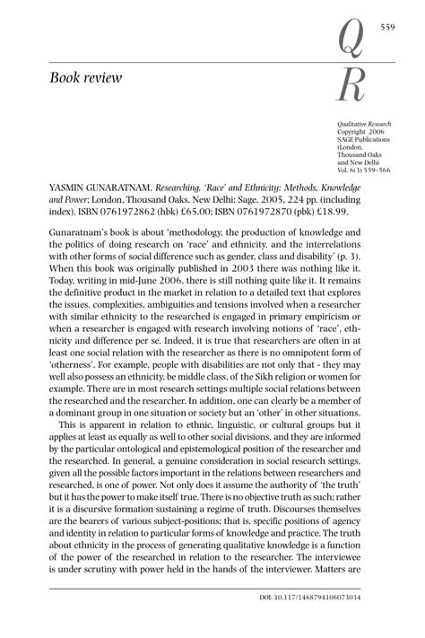 Pdf Book Review Researching Race And Ethnicity Methods Knowledge And Power