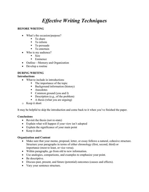 Effective Writing Techniques A Guide