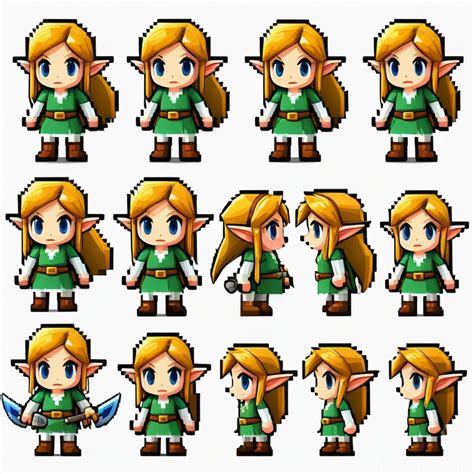 Cute Zelda Like Sprite Sheet Pixel Art Stable Diffusion Online