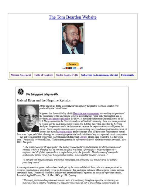 Kron And The Negative Resistor Pdf Electrical Network Physical