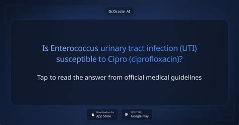 Is Enterococcus Urinary Tract Infection Uti Susceptible To Cipro Ciprofloxacin