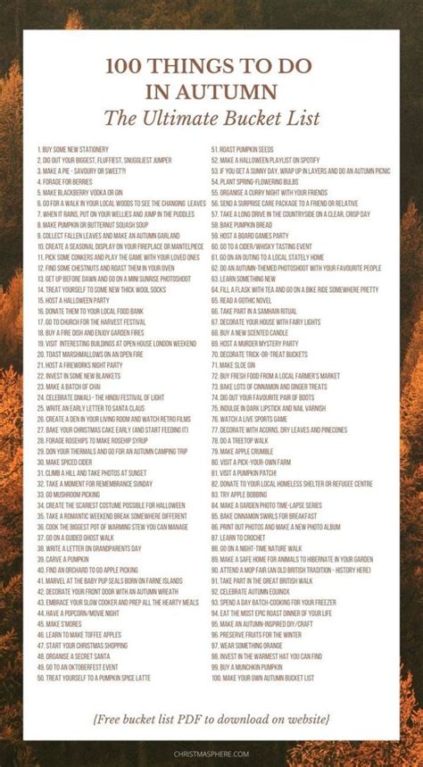 100 THINGS TO DO IN AUTUMN - THE ULTIMATE BUCKET LIST in 2024 | Fall bucket list, Fun fall ...