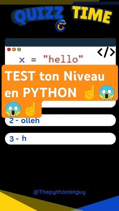 Test Ton Niveau En Python 😱☝️ Apprendre Python En Français Informatique Python