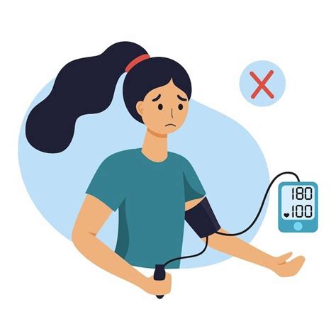 Premium Vector A Woman With High Blood Pressure The Girl Measures