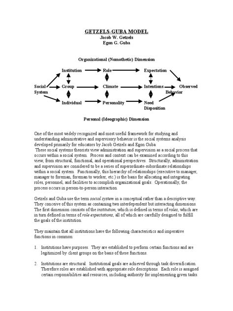 Getzels Guba Model Pdf Pdf System Social Group