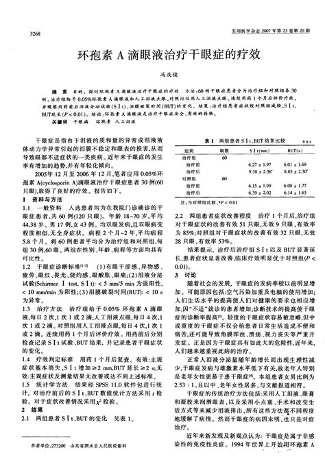 环孢素a滴眼液治疗干眼症的疗效word文档在线阅读与下载免费文档