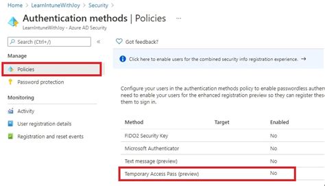 Feature In Preview Azure Ad Temporary Access Pass Mdm Tech Space