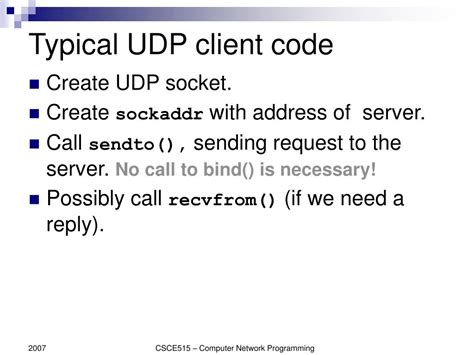 Ppt Csce 515 Computer Network Programming Udp Socket Powerpoint Presentation Id6797843