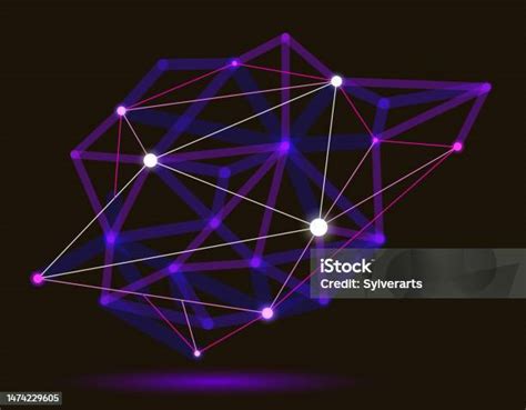 치수 격자 메쉬 벡터 추상화 3d 다각형 디자인 추상적 모양 기술 및 과학 디지털 스타일의 역동적인 연결고리와 라인및 도트가