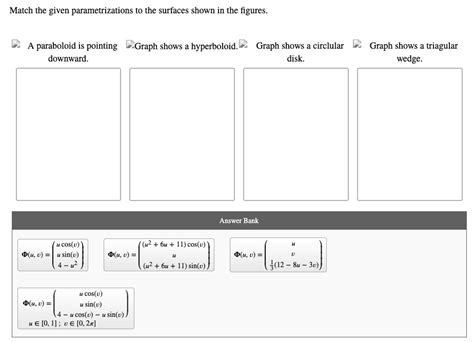 Solved Match The Given Parametrizations To The Surfaces Shown In The Figures Paraboloid Is