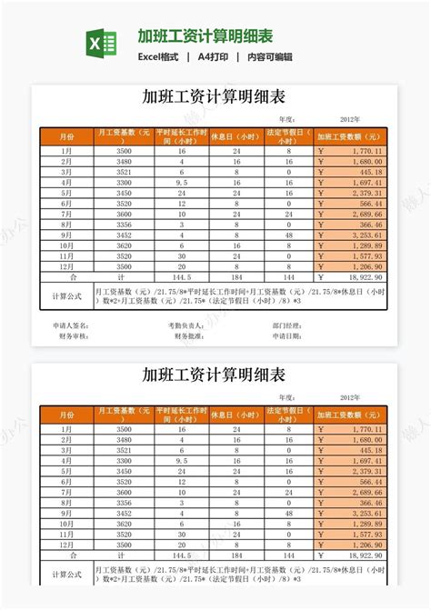 加班工资计算明细表免费下载 懒人办公