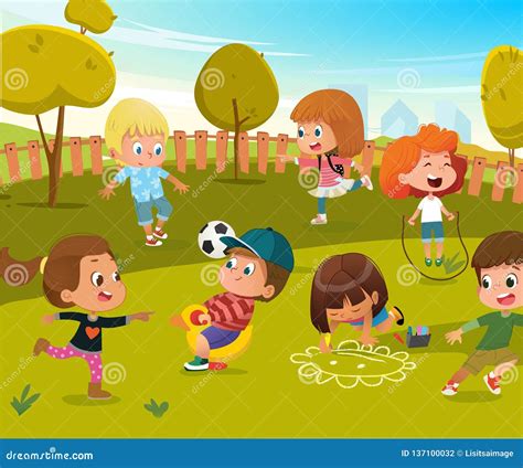 Illustration De Terrain De Jeu De Jardin Denfants De Jeu De Bébé Les