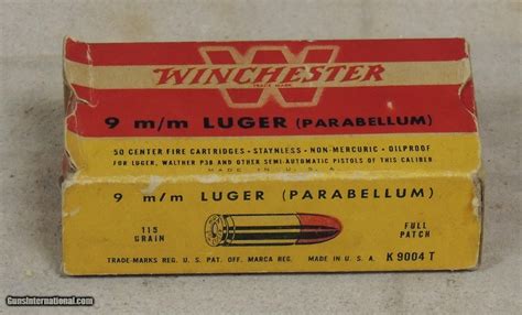 Vintage Winchester 9mm Luger Full Patch Ammo For Sale