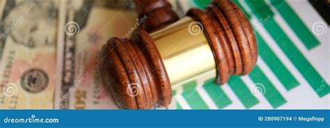Judge Gavel Banknotes And Business Financial Documents With Statistics