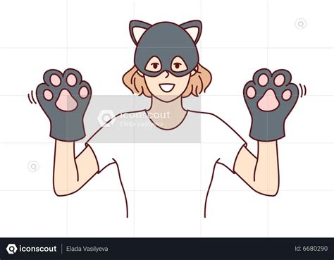Best Girl Wearing Cat Costume Illustration Download In Png And Vector Format