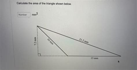 solved calculate the area of the triangle shown below