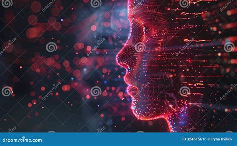 Ai Machine Learning Beautiful Woman Robot With Digital Technology Human Brain As Big Data