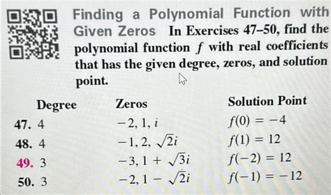 Finding A Polynomial Function With Given Zeros In