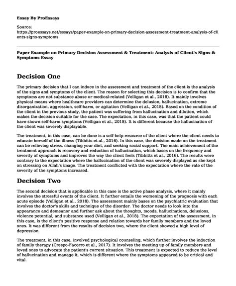 📌 Paper Example On Primary Decision Assessment And Treatment Analysis Of
