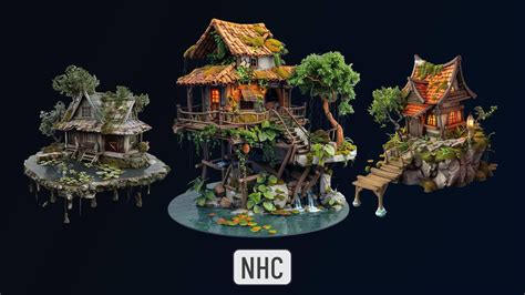 Artstation Nhc Isometric Swamp Houses Game Assets