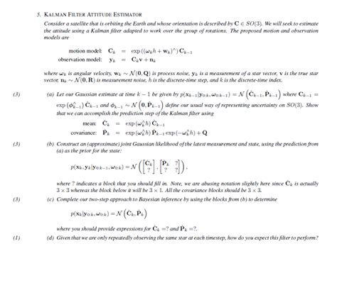 Solved 5 Kalman Filter Attitude Estimator Consider A