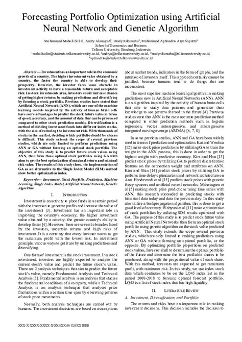 pdf forecasting portfolio optimization using artificial neural