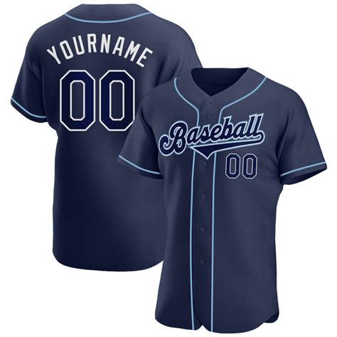 Custom Navy Baseball Jersey Powder Blue Authentic Fansidea